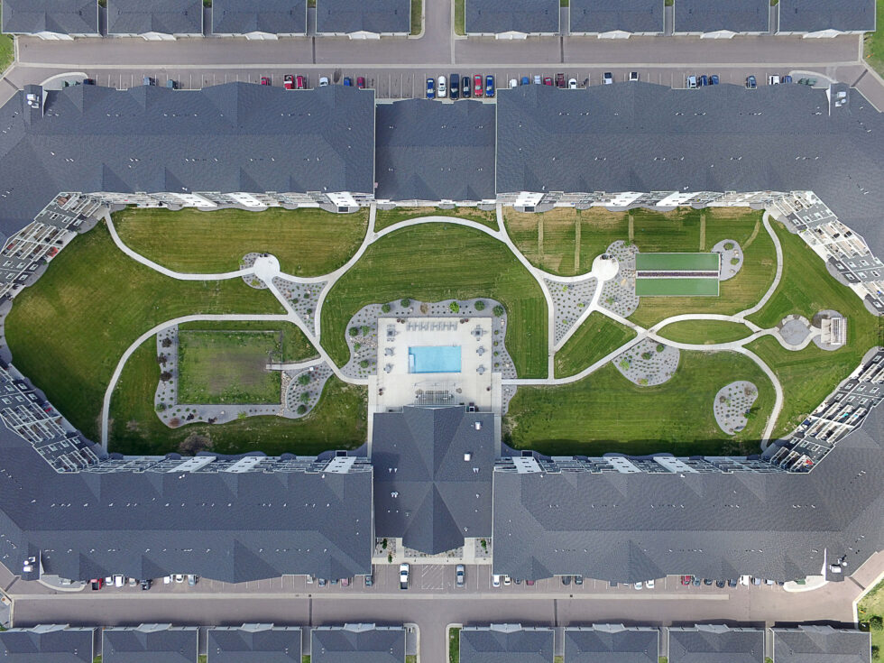 Aerial View of Graystone Apartments Courtyard | Sioux Falls, SD